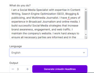 Free LinkedIn Headline Generator - WriterBuddy